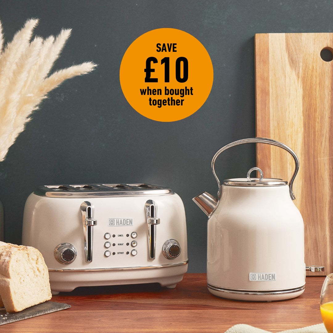 Haden Heritage Ivory Kettle and 4 Slice Toaster Twin Pack